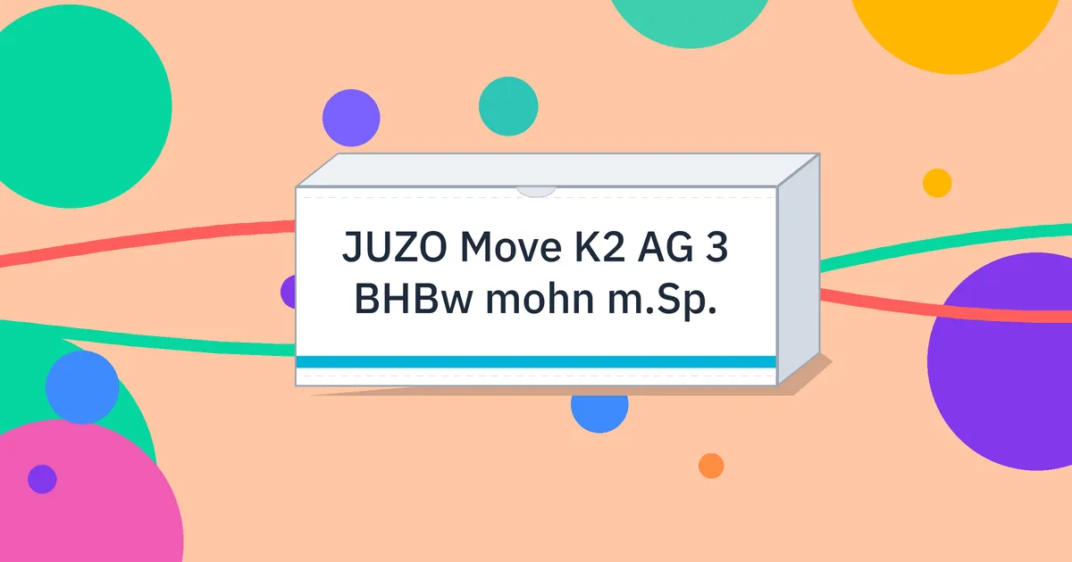 Symbolbild: Packung mit der Aufschrift JUZO Move K2 AG 3 BHBw mohn m.Sp. (PZN 18556057) – Verfügbarkeit und Bezug in Apotheken in Frankfurt am Main