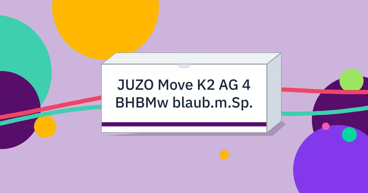 Symbolbild: Packung mit der Aufschrift JUZO Move K2 AG 4 BHBMw blaub.m.Sp. (PZN 18556459) – Verfügbarkeit und Bezug in Apotheken in Frankfurt am Main