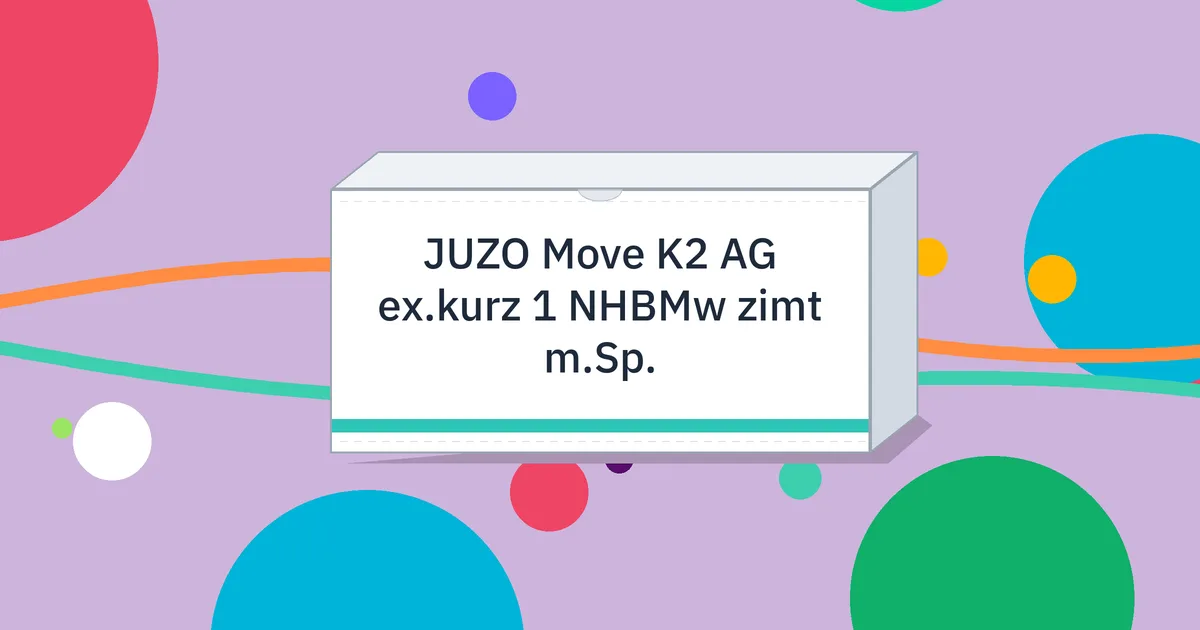 Symbolbild: Packung mit der Aufschrift JUZO Move K2 AG ex.kurz 1 NHBMw zimt m.Sp. (PZN 18531399) – Verfügbarkeit und Bezug in Apotheken in Frankfurt am Main