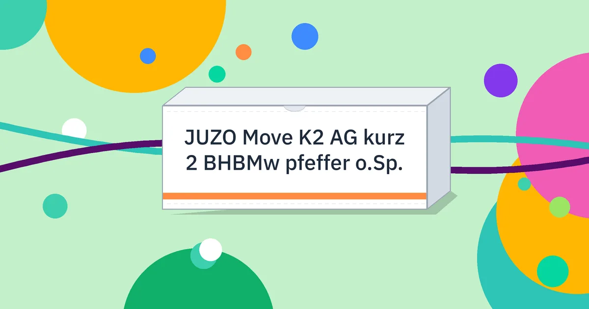 Symbolbild: Packung mit der Aufschrift JUZO Move K2 AG kurz 2 BHBMw pfeffer o.Sp. (PZN 16649458) – Verfügbarkeit und Bezug in Apotheken in Frankfurt am Main