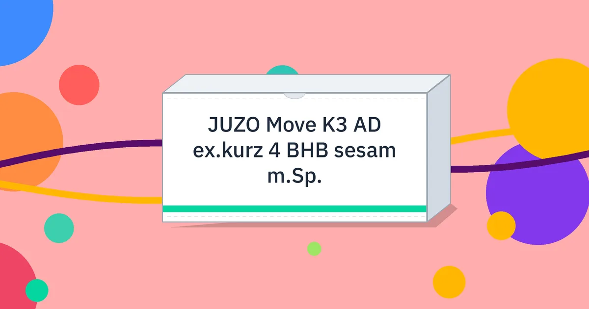 Symbolbild: Packung mit der Aufschrift JUZO Move K3 AD ex.kurz 4 BHB sesam m.Sp. (PZN 18569775) – Verfügbarkeit und Bezug in Apotheken in Frankfurt am Main