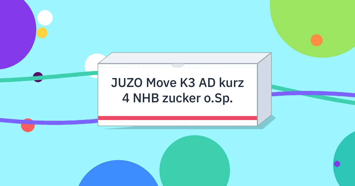 Symbolbild: Packung mit der Aufschrift JUZO Move K3 AD kurz 4 NHB zucker o.Sp. (PZN 18568735) – Verfügbarkeit und Bezug in Apotheken in Frankfurt am Main