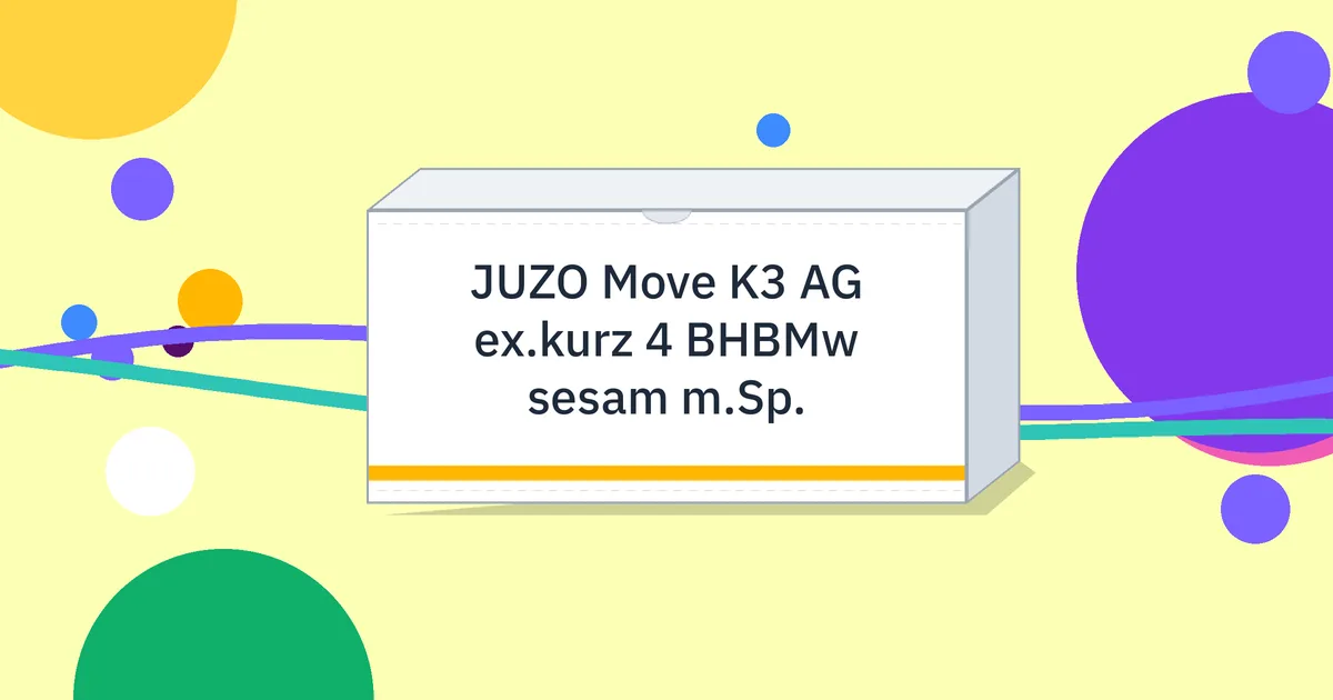Symbolbild: Packung mit der Aufschrift JUZO Move K3 AG ex.kurz 4 BHBMw sesam m.Sp. (PZN 18584272) – Verfügbarkeit und Bezug in Apotheken in Frankfurt am Main