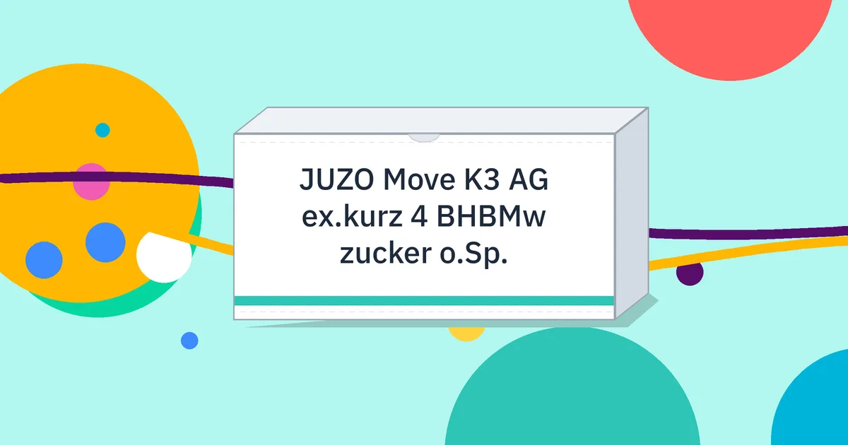 Symbolbild: Packung mit der Aufschrift JUZO Move K3 AG ex.kurz 4 BHBMw zucker o.Sp. (PZN 18586118) – Verfügbarkeit und Bezug in Apotheken in Frankfurt am Main