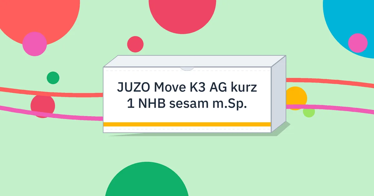 Symbolbild: Packung mit der Aufschrift JUZO Move K3 AG kurz 1 NHB sesam m.Sp. (PZN 18579182) – Verfügbarkeit und Bezug in Apotheken in Frankfurt am Main