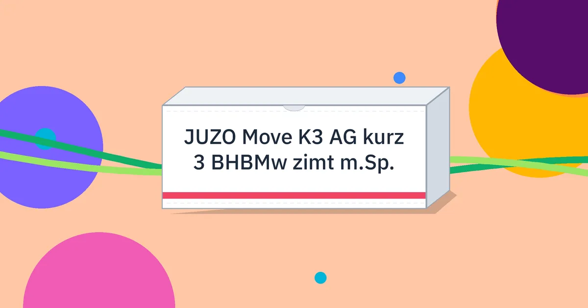Symbolbild: Packung mit der Aufschrift JUZO Move K3 AG kurz 3 BHBMw zimt m.Sp. (PZN 18580239) – Verfügbarkeit und Bezug in Apotheken in Frankfurt am Main