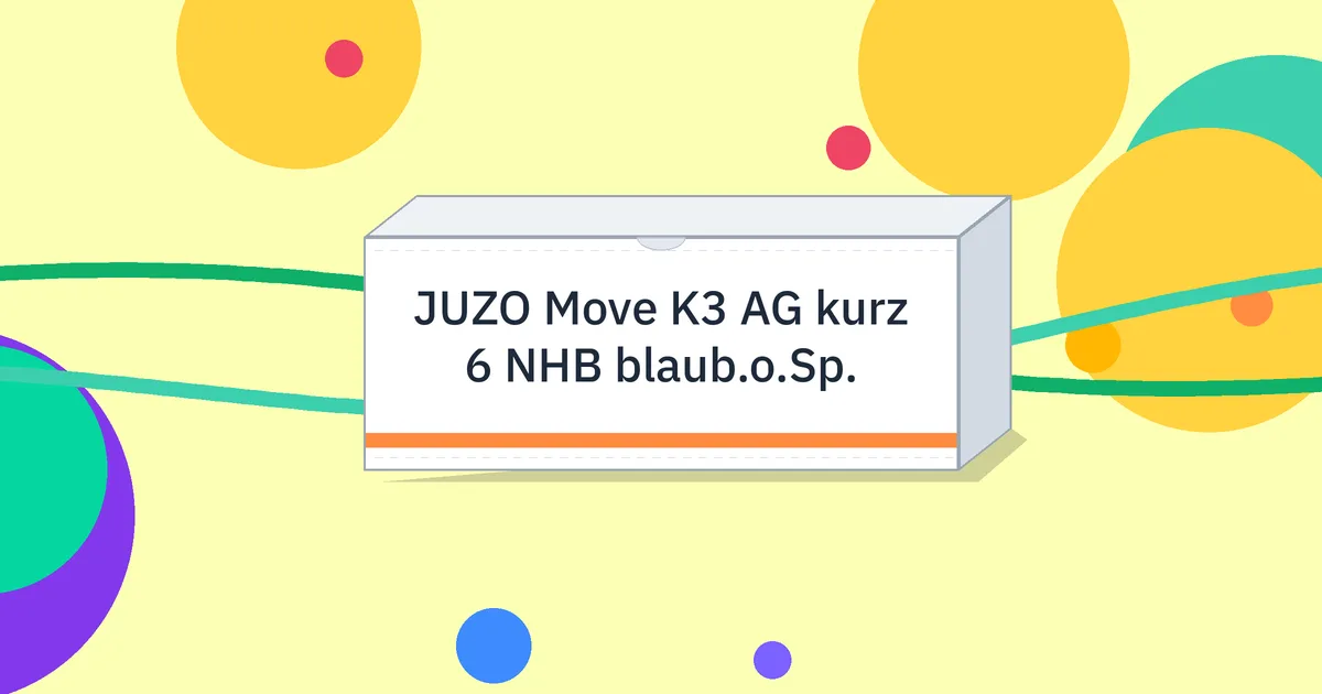 Symbolbild: Packung mit der Aufschrift JUZO Move K3 AG kurz 6 NHB blaub.o.Sp. (PZN 18593029) – Verfügbarkeit und Bezug in Apotheken in Frankfurt am Main