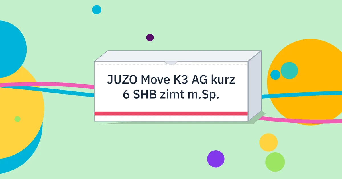Symbolbild: Packung mit der Aufschrift JUZO Move K3 AG kurz 6 SHB zimt m.Sp. (PZN 18579360) – Verfügbarkeit und Bezug in Apotheken in Frankfurt am Main