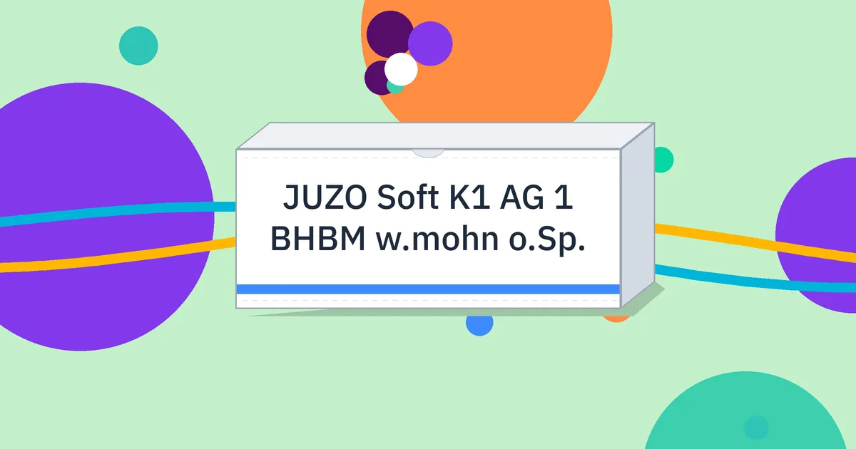 Symbolbild: Packung mit der Aufschrift JUZO Soft K1 AG 1 BHBM w.mohn o.Sp. (PZN 14865092) – Verfügbarkeit und Bezug in Apotheken in Frankfurt am Main