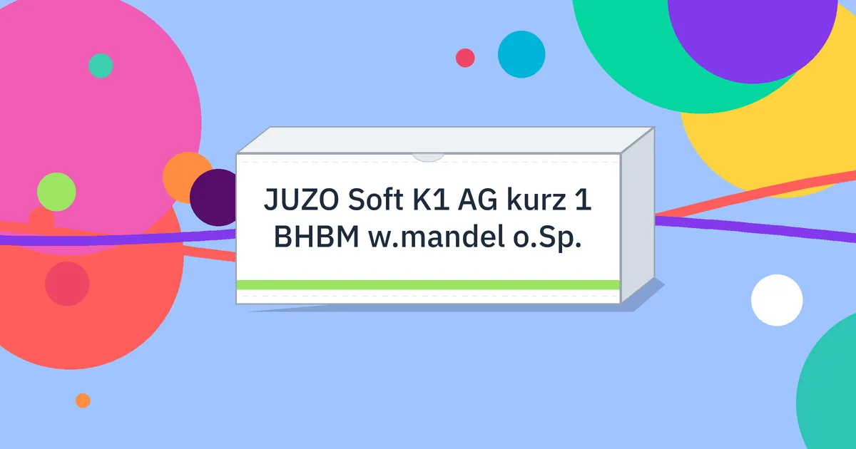 Symbolbild: Packung mit der Aufschrift JUZO Soft K1 AG kurz 1 BHBM w.mandel o.Sp. (PZN 14865672) – Verfügbarkeit und Bezug in Apotheken in Frankfurt am Main