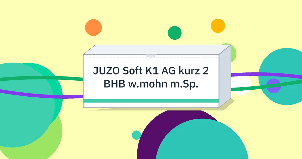 Symbolbild: Packung mit der Aufschrift JUZO Soft K1 AG kurz 2 BHB w.mohn m.Sp. (PZN 14838333) – Verfügbarkeit und Bezug in Apotheken in Frankfurt am Main