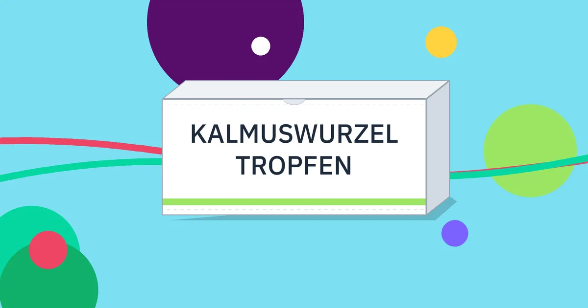Symbolbild: Packung mit der Aufschrift KALMUSWURZEL TROPFEN (PZN 14282605) – Verfügbarkeit und Bezug in Apotheken in Frankfurt am Main