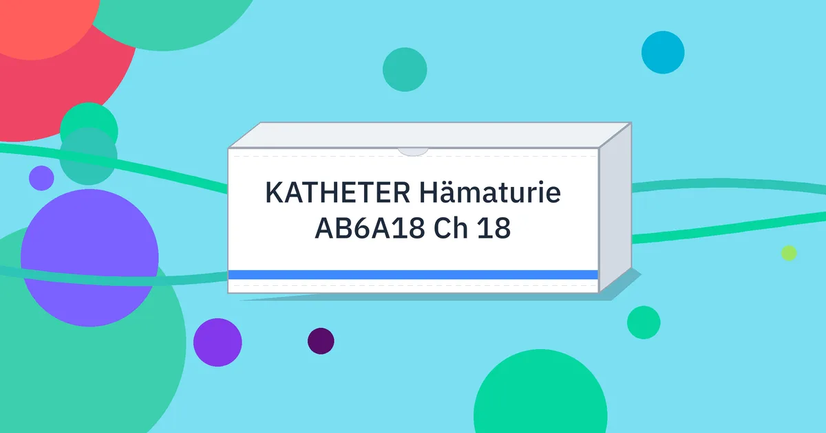 Symbolbild: Packung mit der Aufschrift KATHETER Hämaturie AB6A18 Ch 18 (PZN 00543462) – Verfügbarkeit und Bezug in Apotheken in Frankfurt am Main