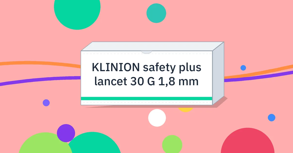 Symbolbild: Packung mit der Aufschrift KLINION safety plus lancet 30 G 1,8 mm (PZN 19384262) – Verfügbarkeit und Bezug in Apotheken in Frankfurt am Main