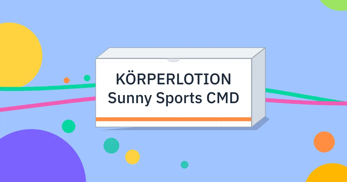 Symbolbild: Packung mit der Aufschrift KÖRPERLOTION Sunny Sports CMD (PZN 16122573) – Verfügbarkeit und Bezug in Apotheken in Frankfurt am Main