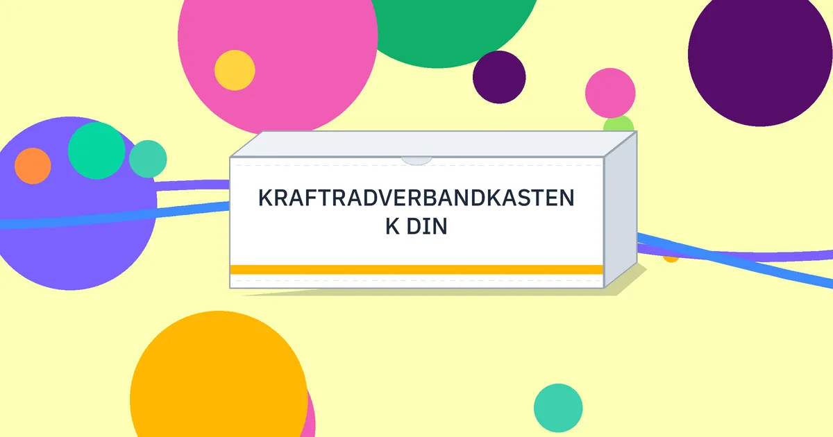 Symbolbild: Packung mit der Aufschrift KRAFTRADVERBANDKASTEN K DIN (PZN 01723597) – Verfügbarkeit und Bezug in Apotheken in Frankfurt am Main