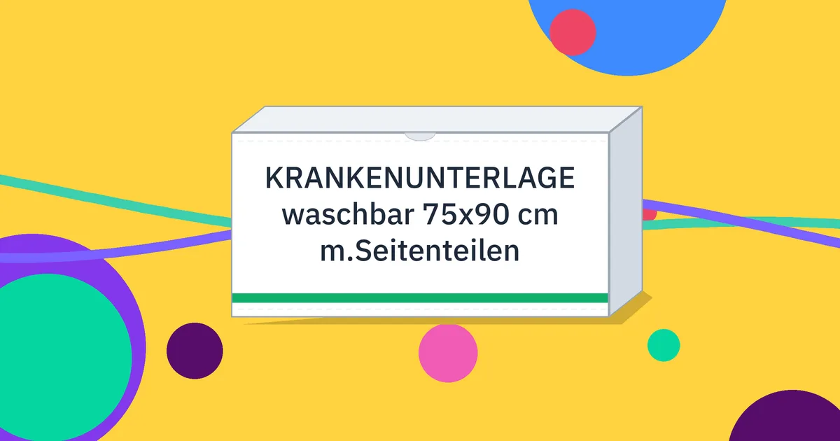 Symbolbild: Packung mit der Aufschrift KRANKENUNTERLAGE waschbar 75x90 cm m.Seitenteilen (PZN 09242822) – Verfügbarkeit und Bezug in Apotheken in Frankfurt am Main