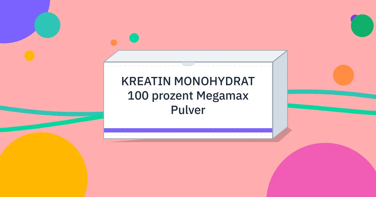 Symbolbild: Packung mit der Aufschrift KREATIN MONOHYDRAT 100 prozent Megamax Pulver (PZN 07345854) – Verfügbarkeit und Bezug in Apotheken in Frankfurt am Main