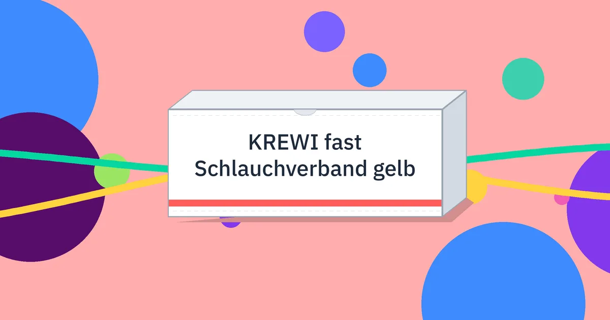 Symbolbild: Packung mit der Aufschrift KREWI fast Schlauchverband gelb (PZN 06711073) – Verfügbarkeit und Bezug in Apotheken in Frankfurt am Main