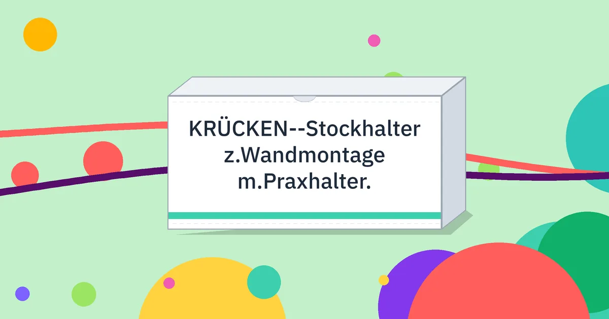 Symbolbild: Packung mit der Aufschrift KRÜCKEN--Stockhalter z.Wandmontage m.Praxhalter. (PZN 09609292) – Verfügbarkeit und Bezug in Apotheken in Frankfurt am Main