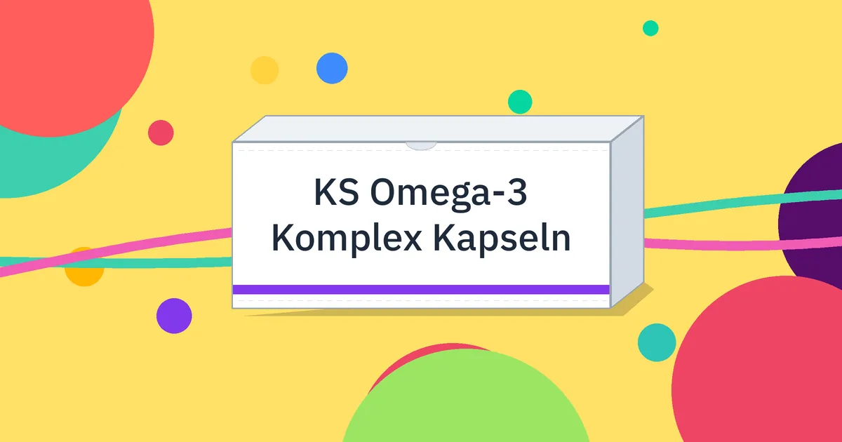 Symbolbild: Packung mit der Aufschrift KS Omega-3 Komplex Kapseln (PZN 20328518) – Verfügbarkeit und Bezug in Apotheken in Frankfurt am Main