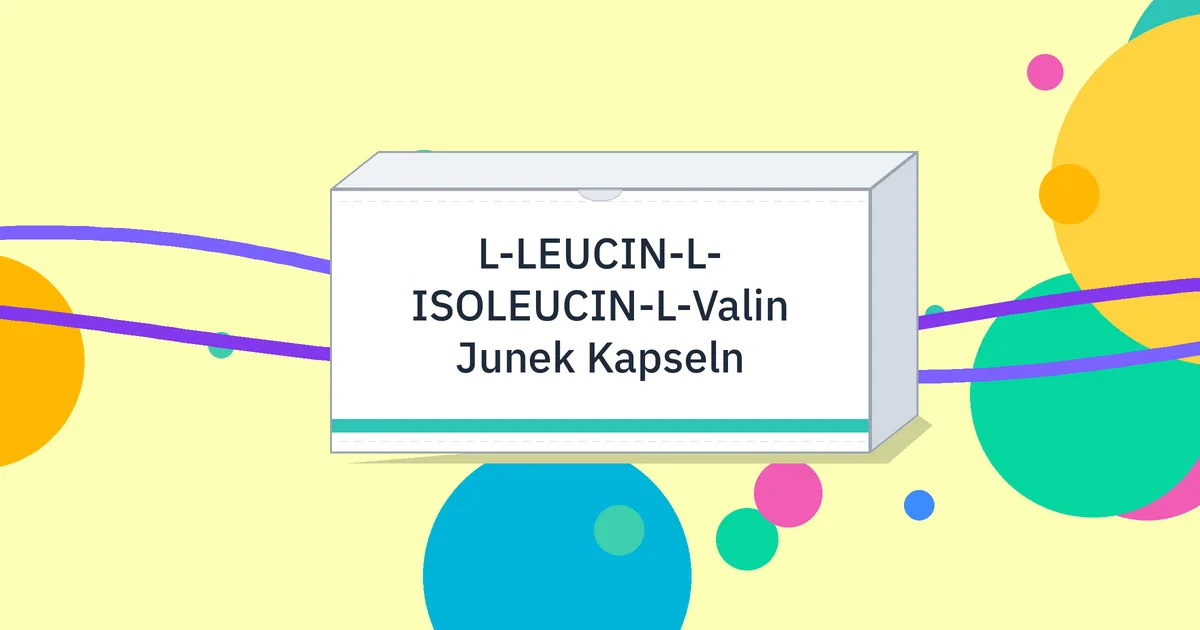 Symbolbild: Packung mit der Aufschrift L-LEUCIN-L-ISOLEUCIN-L-Valin Junek Kapseln (PZN 17755582) – Verfügbarkeit und Bezug in Apotheken in Frankfurt am Main