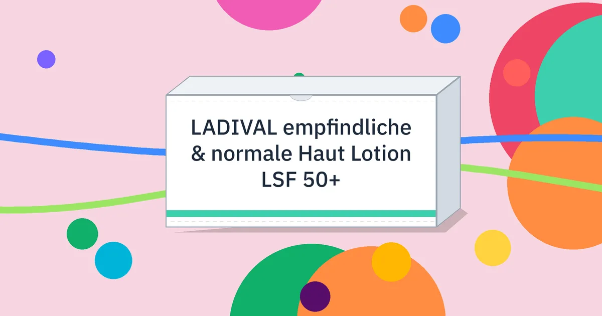 Symbolbild: Packung mit der Aufschrift LADIVAL empfindliche & normale Haut Lotion LSF 50+ (PZN 19362645) – Verfügbarkeit und Bezug in Apotheken in Frankfurt am Main