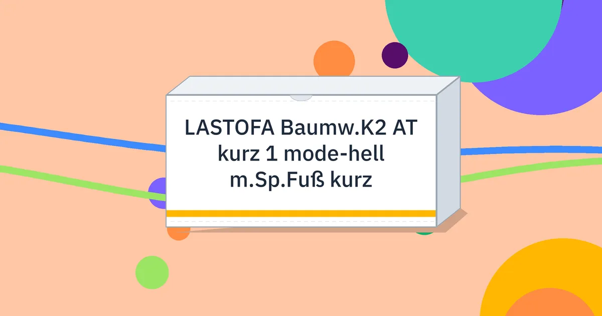 Symbolbild: Packung mit der Aufschrift LASTOFA Baumw.K2 AT kurz 1 mode-hell m.Sp.Fuß kurz (PZN 01951772) – Verfügbarkeit und Bezug in Apotheken in Frankfurt am Main