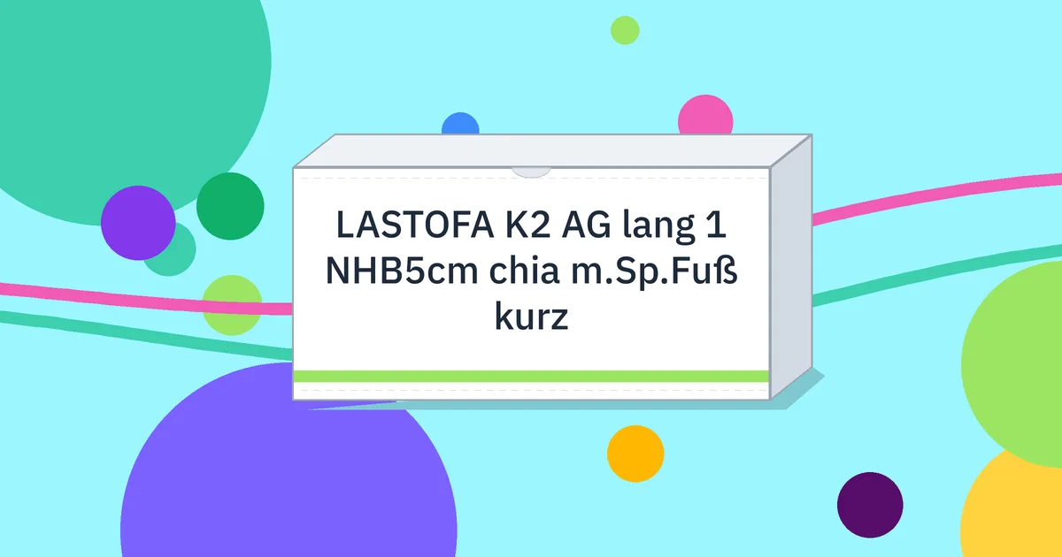 Symbolbild: Packung mit der Aufschrift LASTOFA K2 AG lang 1 NHB5cm chia m.Sp.Fuß kurz (PZN 13801581) – Verfügbarkeit und Bezug in Apotheken in Frankfurt am Main