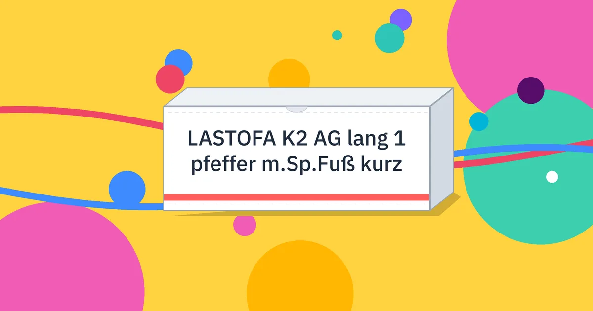 Symbolbild: Packung mit der Aufschrift LASTOFA K2 AG lang 1 pfeffer m.Sp.Fuß kurz (PZN 13802451) – Verfügbarkeit und Bezug in Apotheken in Frankfurt am Main