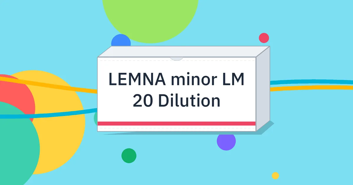 Symbolbild: Packung mit der Aufschrift LEMNA minor LM 20 Dilution (PZN 13525069) – Verfügbarkeit und Bezug in Apotheken in Frankfurt am Main