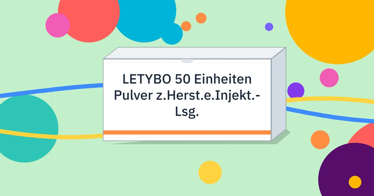 Symbolbild: Packung mit der Aufschrift LETYBO 50 Einheiten Pulver z.Herst.e.Injekt.-Lsg. (PZN 17930217) – Verfügbarkeit und Bezug in Apotheken in Frankfurt am Main