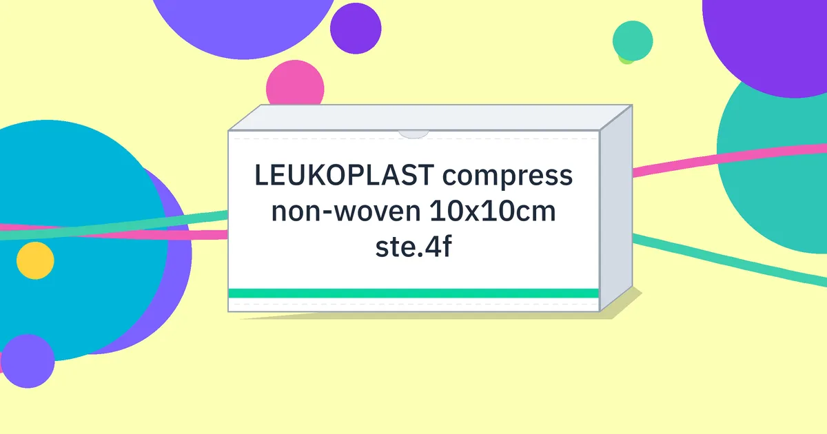 Symbolbild: Packung mit der Aufschrift LEUKOPLAST compress non-woven 10x10cm ste.4f (PZN 17207030) – Verfügbarkeit und Bezug in Apotheken in Frankfurt am Main