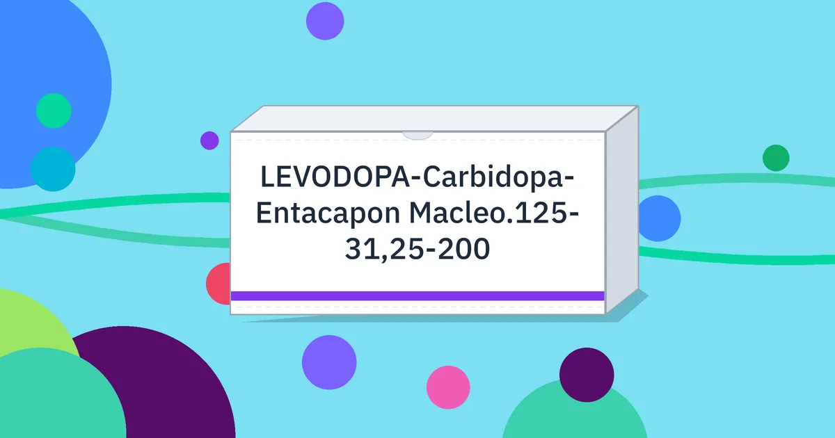 Symbolbild: Packung mit der Aufschrift LEVODOPA-Carbidopa-Entacapon Macleo.125-31,25-200 (PZN 18327138) – Verfügbarkeit und Bezug in Apotheken in Frankfurt am Main