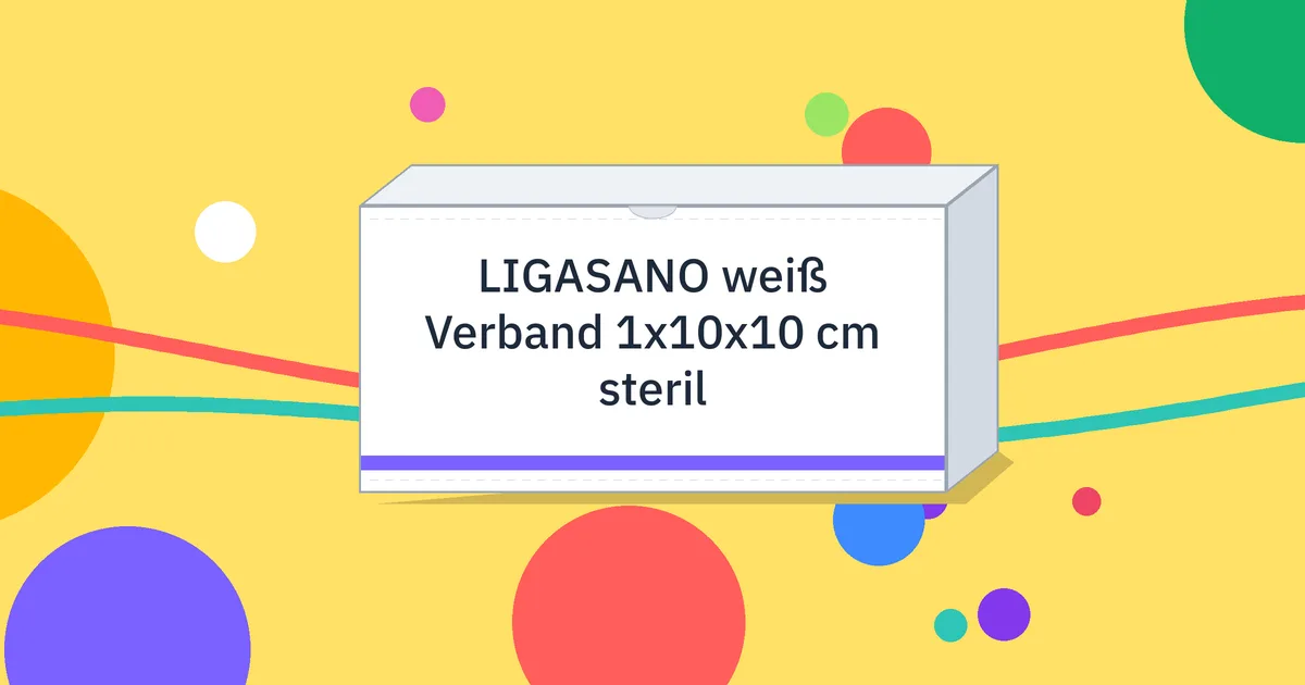 Symbolbild: Packung mit der Aufschrift LIGASANO weiß Verband 1x10x10 cm steril (PZN 16354711) – Verfügbarkeit und Bezug in Apotheken in Frankfurt am Main