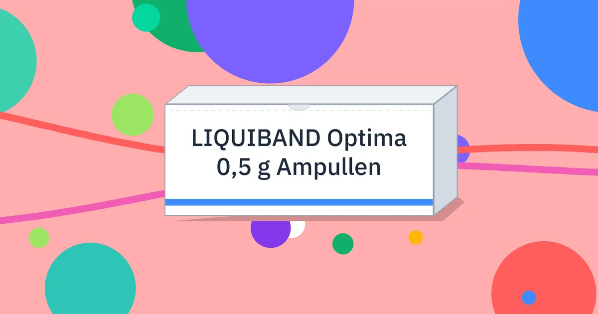 Symbolbild: Packung mit der Aufschrift LIQUIBAND Optima 0,5 g Ampullen (PZN 12409562) – Verfügbarkeit und Bezug in Apotheken in Frankfurt am Main
