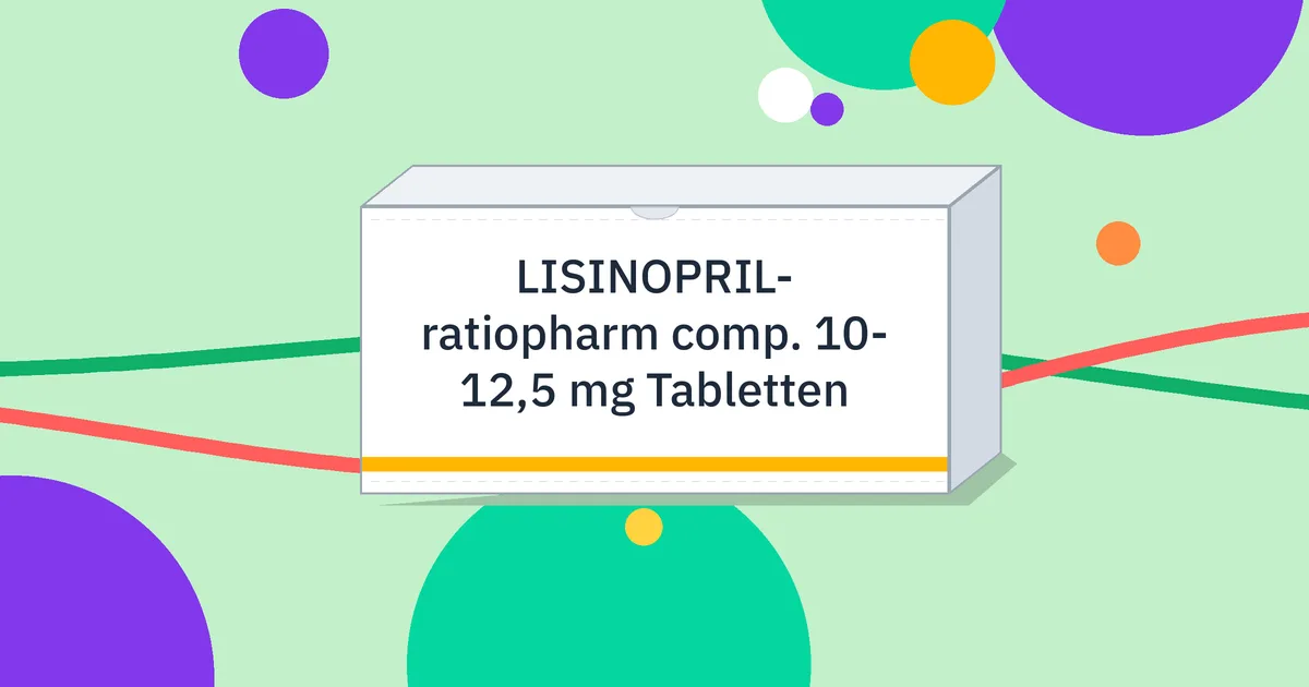 Symbolbild: Packung mit der Aufschrift LISINOPRIL-ratiopharm comp. 10-12,5 mg Tabletten (PZN 01667019) – Verfügbarkeit und Bezug in Apotheken in Frankfurt am Main