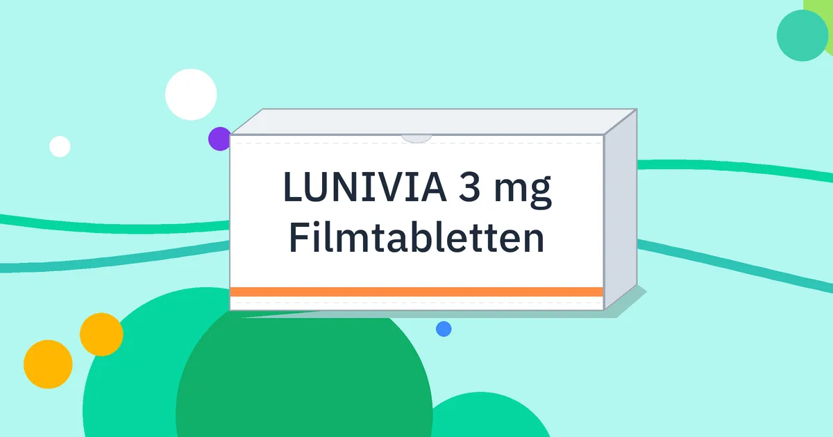 Symbolbild: Packung mit der Aufschrift LUNIVIA 3 mg Filmtabletten (PZN 16627043) – Verfügbarkeit und Bezug in Apotheken in Frankfurt am Main