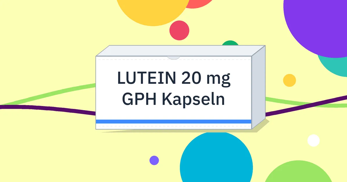 Symbolbild: Packung mit der Aufschrift LUTEIN 20 mg GPH Kapseln (PZN 06923289) – Verfügbarkeit und Bezug in Apotheken in Frankfurt am Main
