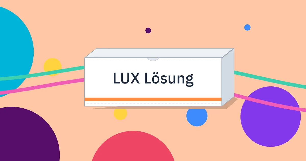 Symbolbild: Packung mit der Aufschrift LUX Lösung (PZN 04991499) – Verfügbarkeit und Bezug in Apotheken in Frankfurt am Main