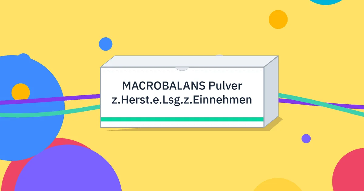 Symbolbild: Packung mit der Aufschrift MACROBALANS Pulver z.Herst.e.Lsg.z.Einnehmen (PZN 12370162) – Verfügbarkeit und Bezug in Apotheken in Frankfurt am Main