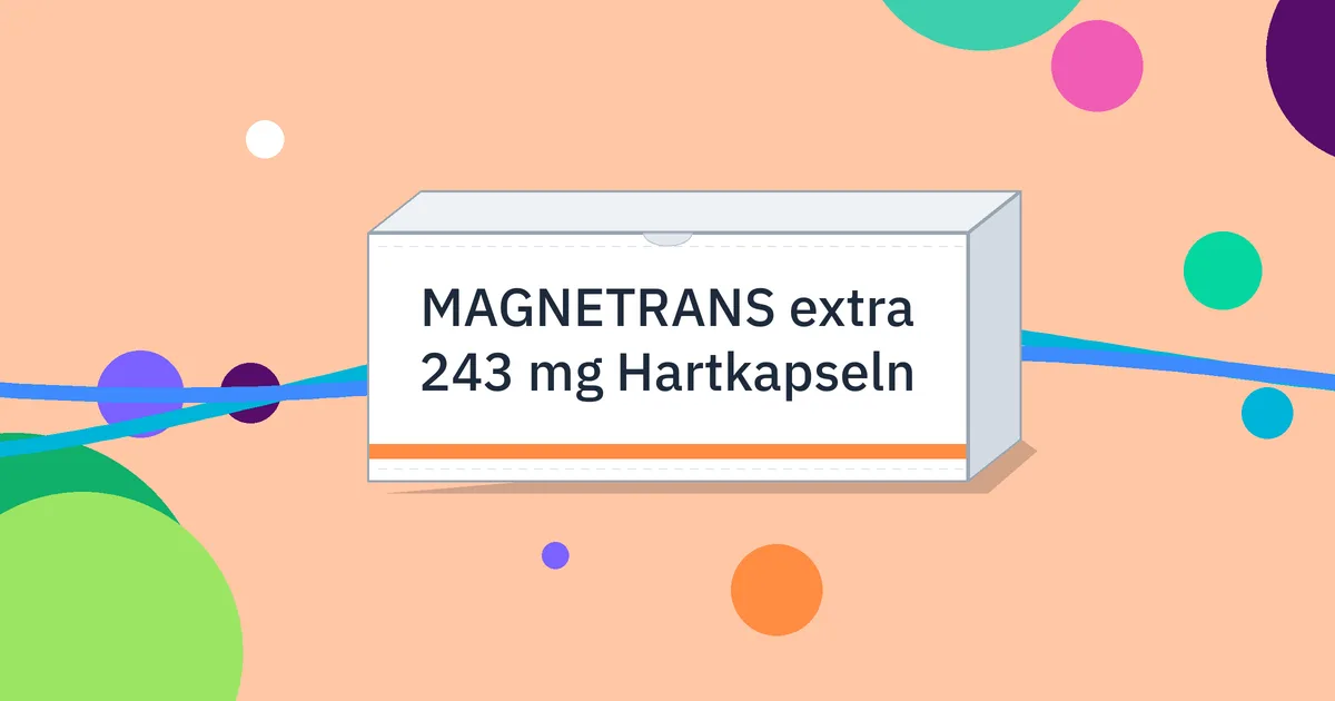 Symbolbild: Packung mit der Aufschrift MAGNETRANS extra 243 mg Hartkapseln (PZN 04193007) – Verfügbarkeit und Bezug in Apotheken in Frankfurt am Main