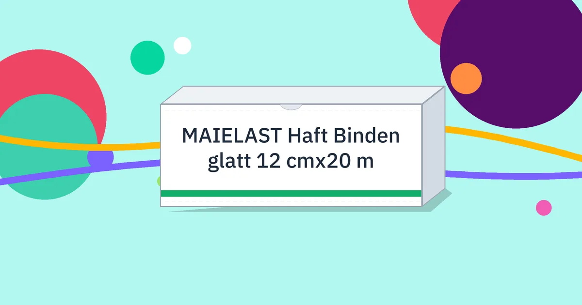 Symbolbild: Packung mit der Aufschrift MAIELAST Haft Binden glatt 12 cmx20 m (PZN 08889266) – Verfügbarkeit und Bezug in Apotheken in Frankfurt am Main
