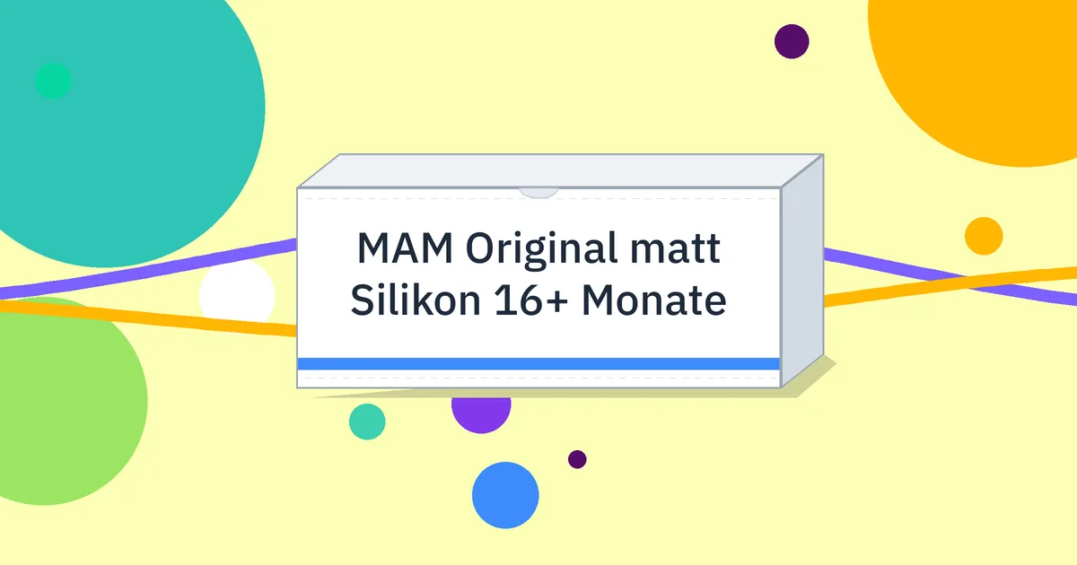 Symbolbild: Packung mit der Aufschrift MAM Original matt Silikon 16+ Monate (PZN 18889273) – Verfügbarkeit und Bezug in Apotheken in Frankfurt am Main