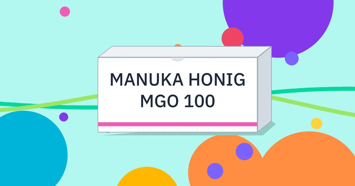 Symbolbild: Packung mit der Aufschrift MANUKA HONIG MGO 100 (PZN 18656623) – Verfügbarkeit und Bezug in Apotheken in Frankfurt am Main