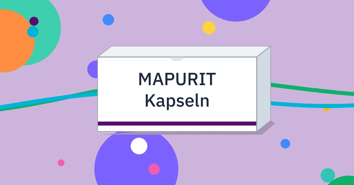 Symbolbild: Packung mit der Aufschrift MAPURIT Kapseln (PZN 11595338) – Verfügbarkeit und Bezug in Apotheken in Frankfurt am Main