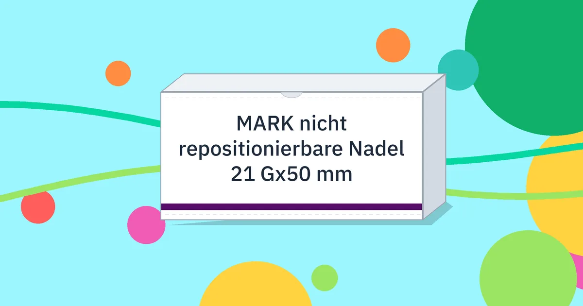 Symbolbild: Packung mit der Aufschrift MARK nicht repositionierbare Nadel 21 Gx50 mm (PZN 19736637) – Verfügbarkeit und Bezug in Apotheken in Frankfurt am Main