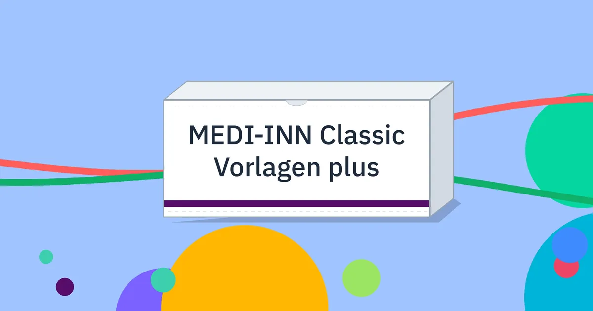 Symbolbild: Packung mit der Aufschrift MEDI-INN Classic Vorlagen plus (PZN 18370826) – Verfügbarkeit und Bezug in Apotheken in Frankfurt am Main
