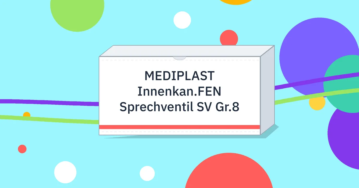 Symbolbild: Packung mit der Aufschrift MEDIPLAST Innenkan.FEN Sprechventil SV Gr.8 (PZN 04528287) – Verfügbarkeit und Bezug in Apotheken in Frankfurt am Main