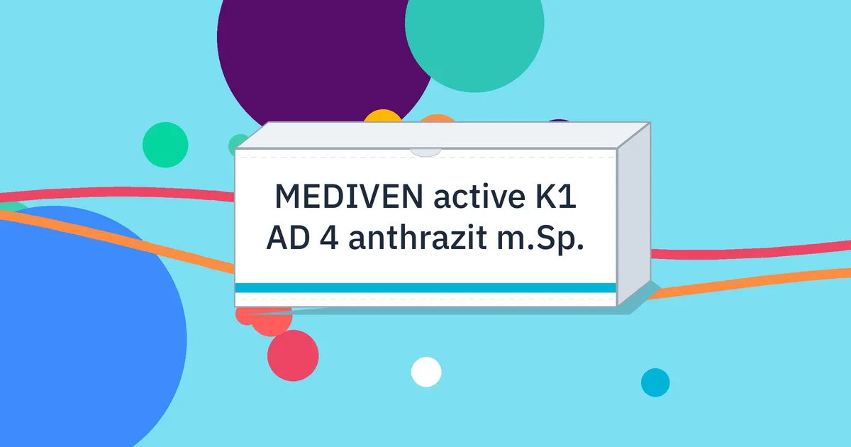 Symbolbild: Packung mit der Aufschrift MEDIVEN active K1 AD 4 anthrazit m.Sp. (PZN 14552996) – Verfügbarkeit und Bezug in Apotheken in Frankfurt am Main